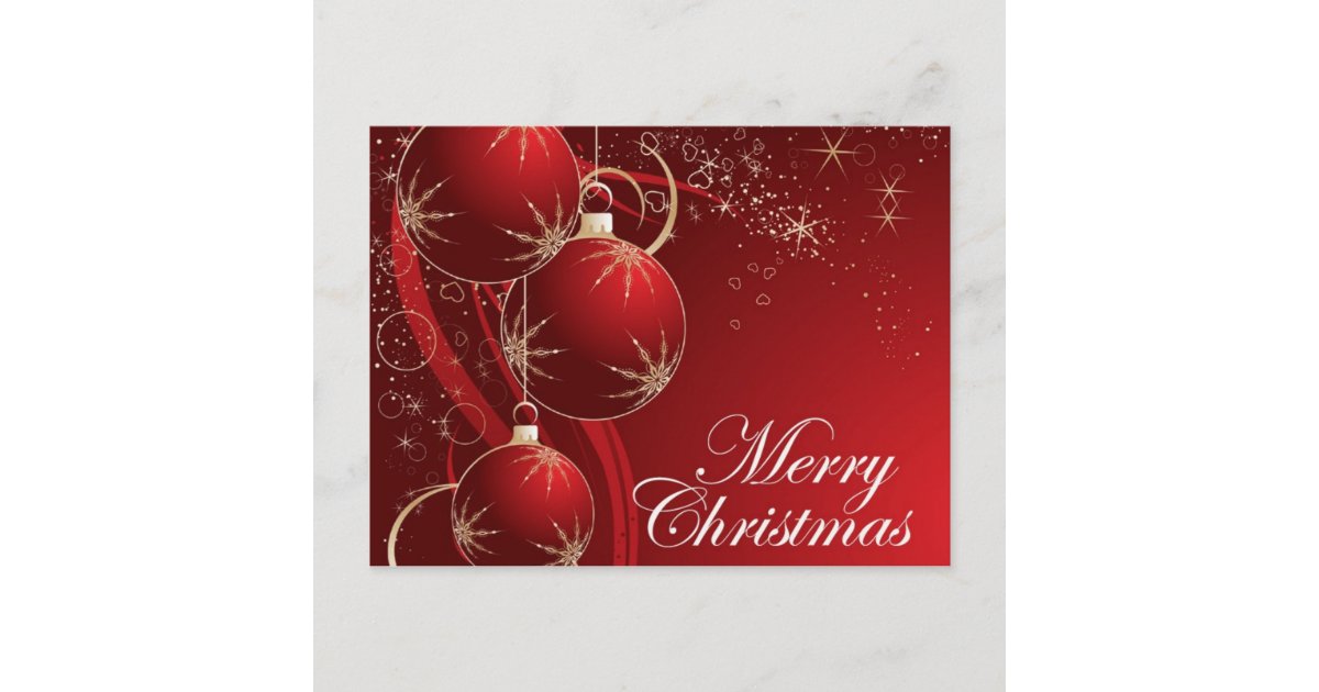 Red Ornament Merry Christmas Holiday Postcard | Zazzle