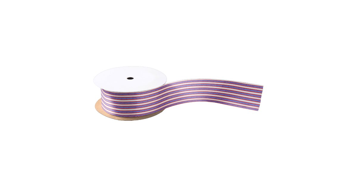 Red Outlined Static Blue Stripes Satin Ribbon | Zazzle