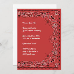 Red Paisley Bandana Invitation | Zazzle