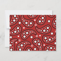 Red Paisley Bandana Kids Cowboy Birthday Invite | Zazzle