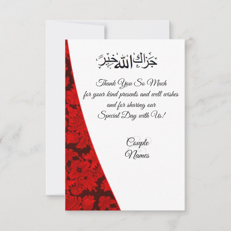 Red paisley Muslim thank you | Zazzle