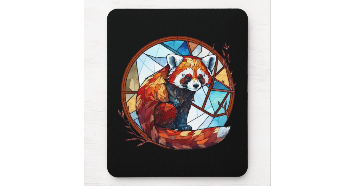 Red Panda Animal Portrait Stained Glass Wildlife Mouse Pad | Zazzle
