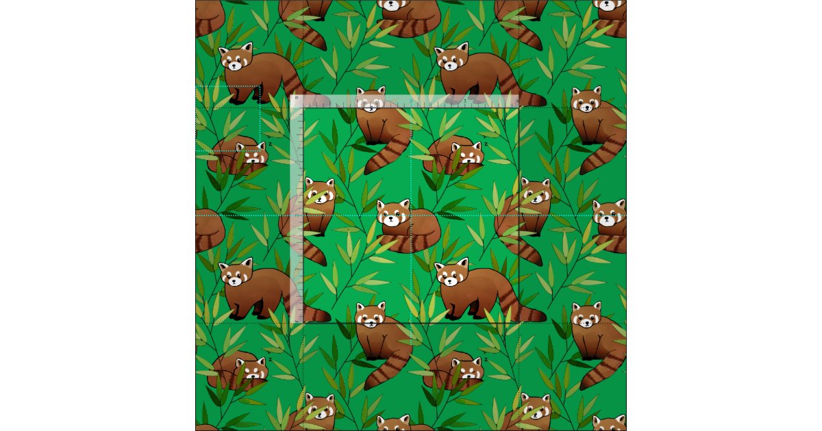 Red Panda & Bamboo Leaves Pattern Fabric | Zazzle
