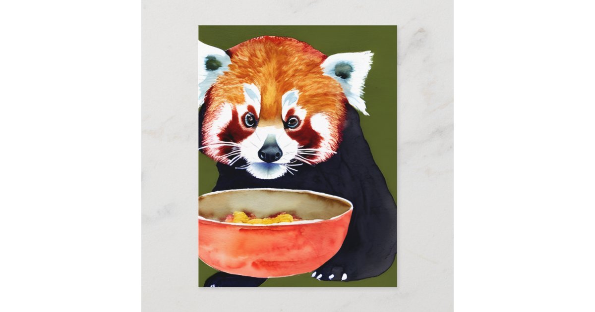 Red Panda Eating Postcard | Zazzle