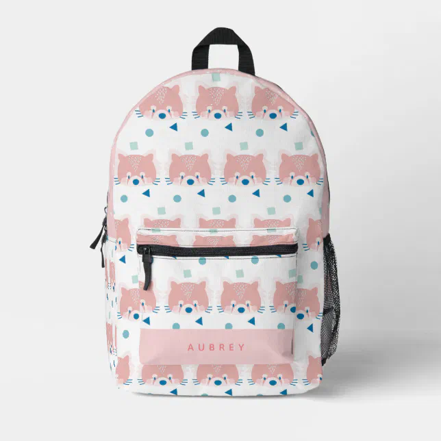 Red Panda Face/Head Pattern White & Light Pink Printed Backpack | Zazzle
