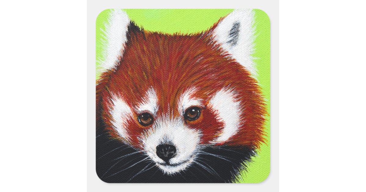 Red Panda Painting Square Sticker | Zazzle