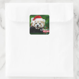 Red Panda Santa Square Sticker | Zazzle