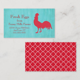 Red Patterned Rooster Silhouette Business Card | Zazzle