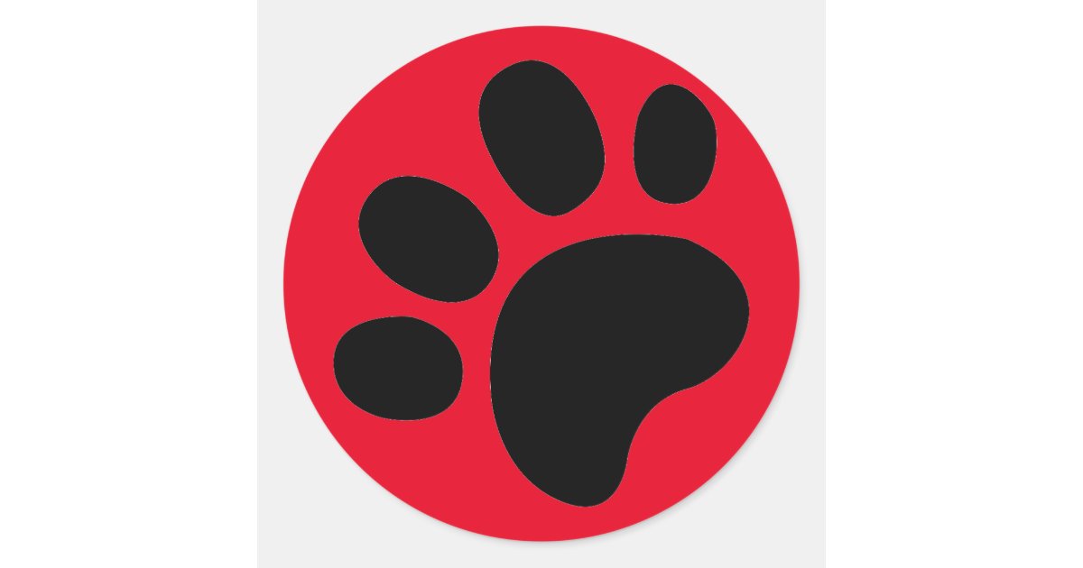 Red Paw Print - Circle Sticker | Zazzle