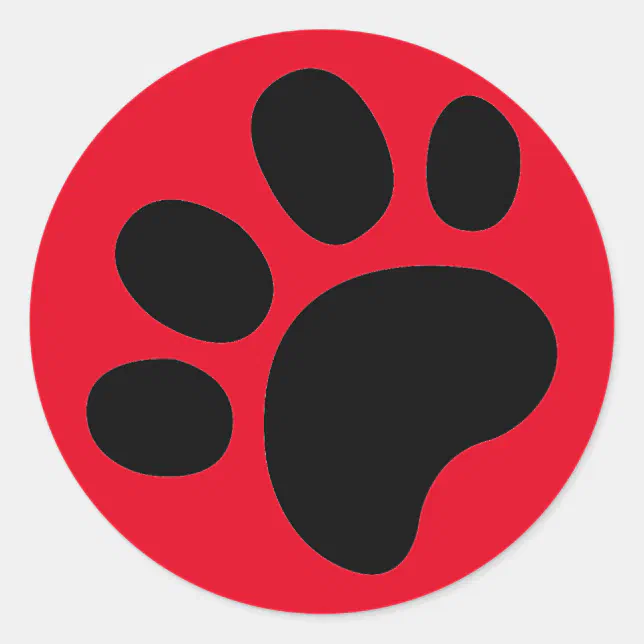 Red Paw Print - Circle Sticker | Zazzle