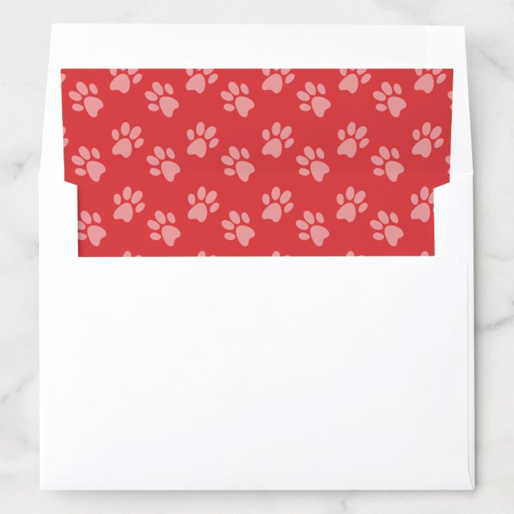 Red Paw Print Liner Pattern | Zazzle