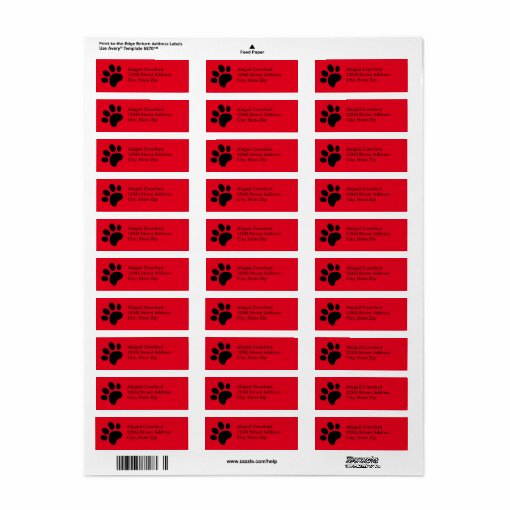 Red Paw Print - Return Address Label | Zazzle