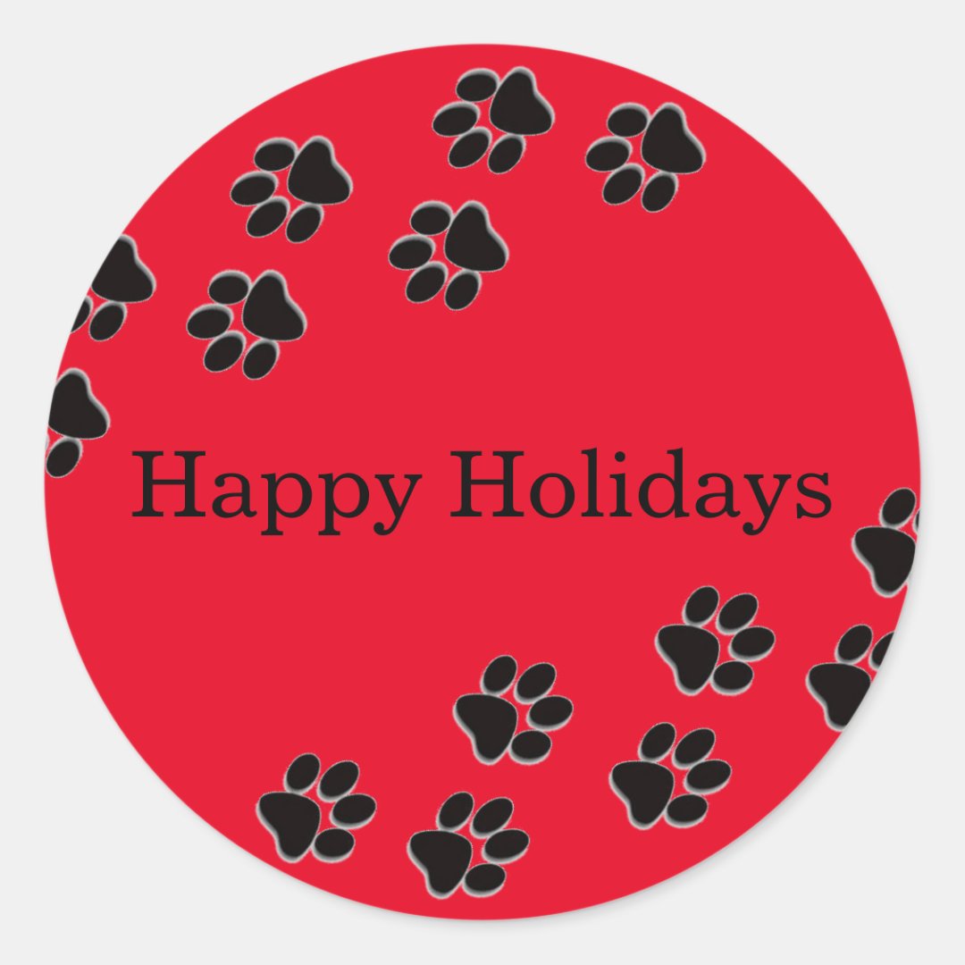 Red Paw Prints - Circle Sticker | Zazzle