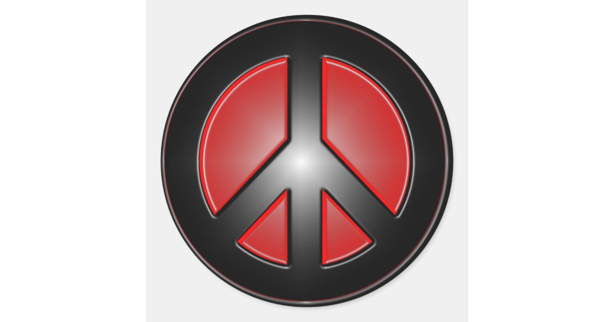 red peace sign classic round sticker | Zazzle