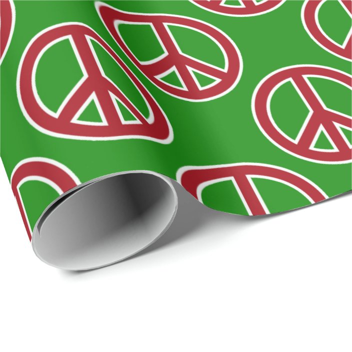 Red Peace Signs on Green Gift Wrap | Zazzle.com