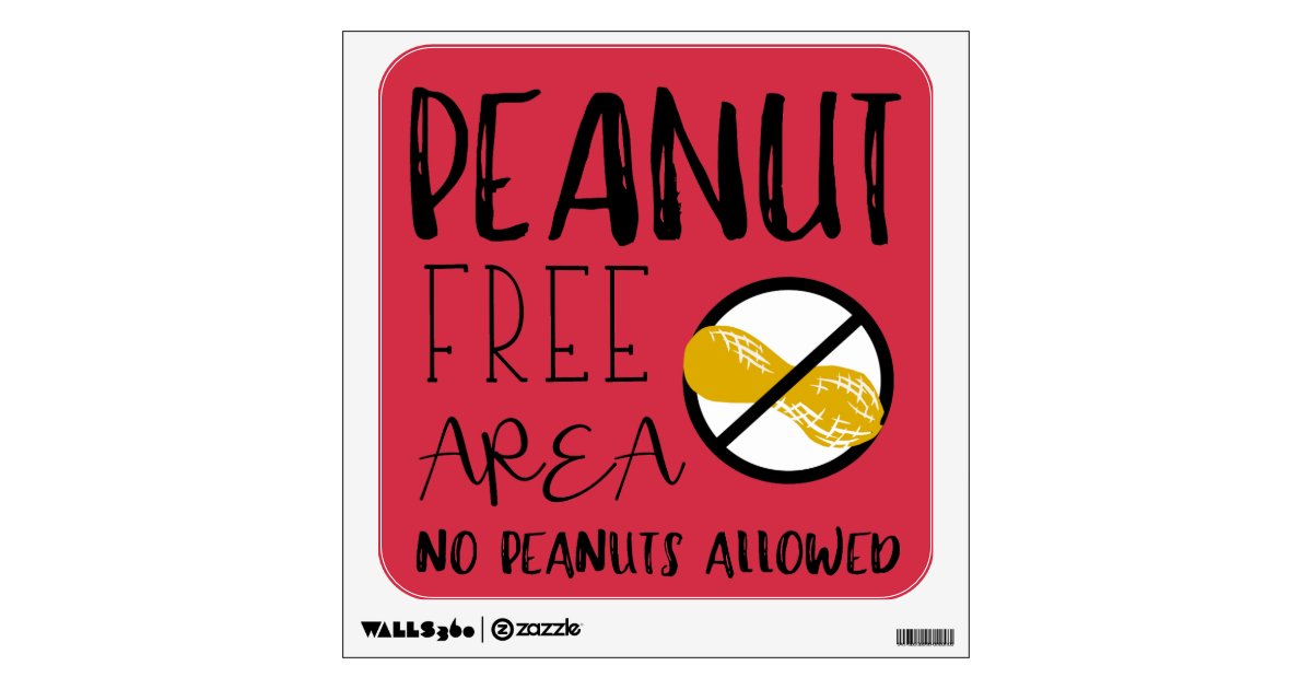 Red Peanut Free Area School Daycare or Office Wall Sticker | Zazzle