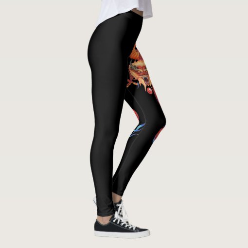 Red Pearl Chinese Dragon Leggings | Zazzle