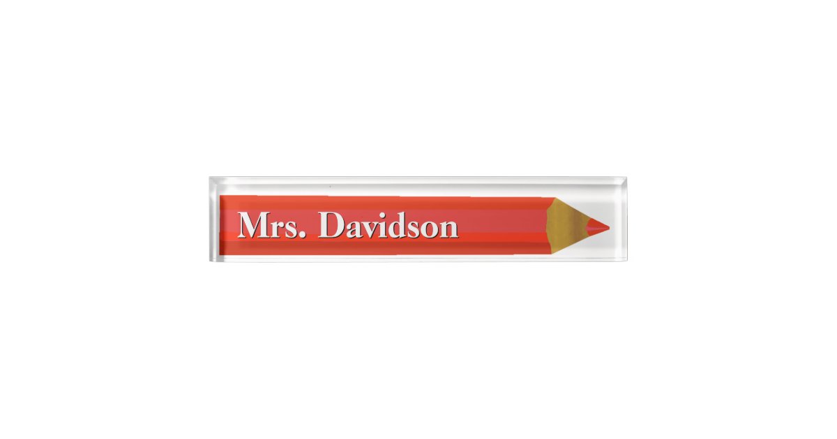Red Pencil Teacher's Custom Desk Nameplate | Zazzle