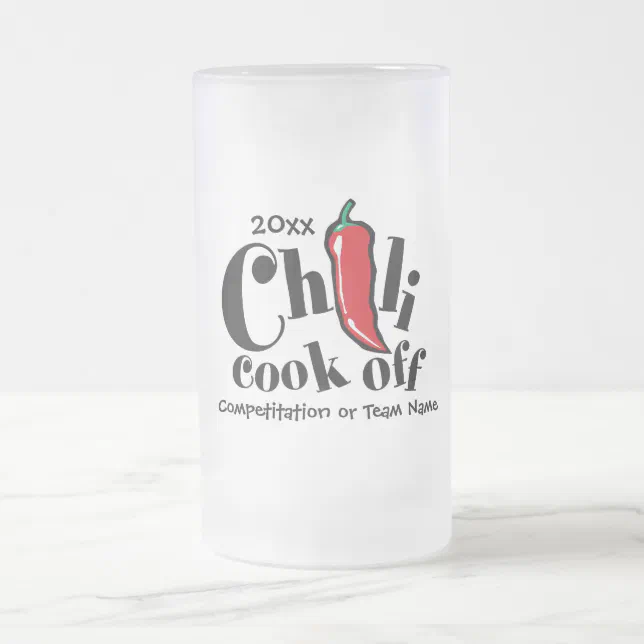 Red Pepper Chili Cook Off Contest Frosted Glass Beer Mug | Zazzle