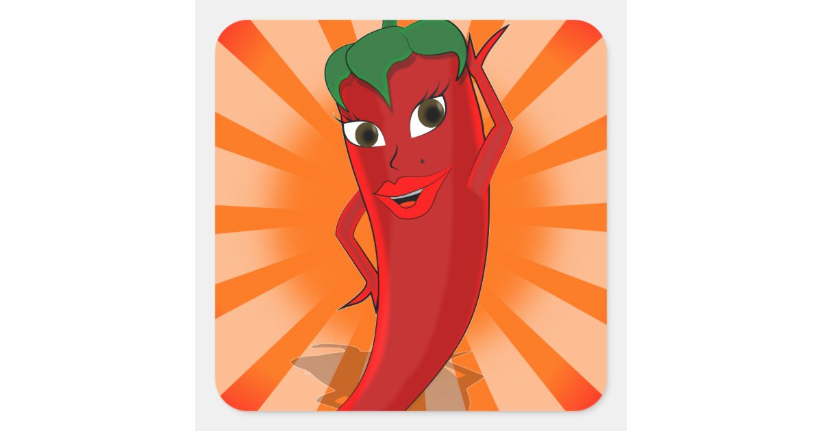 Red Pepper Superstar Square Sticker | Zazzle
