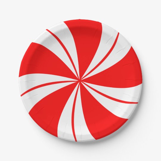 Red Peppermint Candy Christmas Party Plates