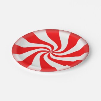 Red Peppermint Swirls Paper Plates | Zazzle