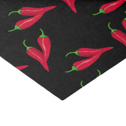 Red peppers pattern, chili pepper on black paper | Zazzle