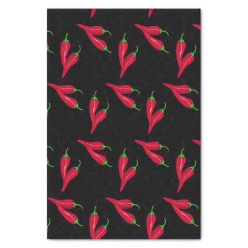 Red peppers pattern, chili pepper on black paper | Zazzle