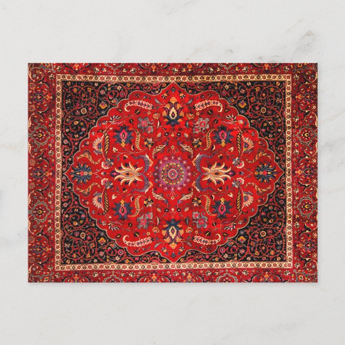 Red Persian Rug from Mashhad Postcard | Zazzle.com