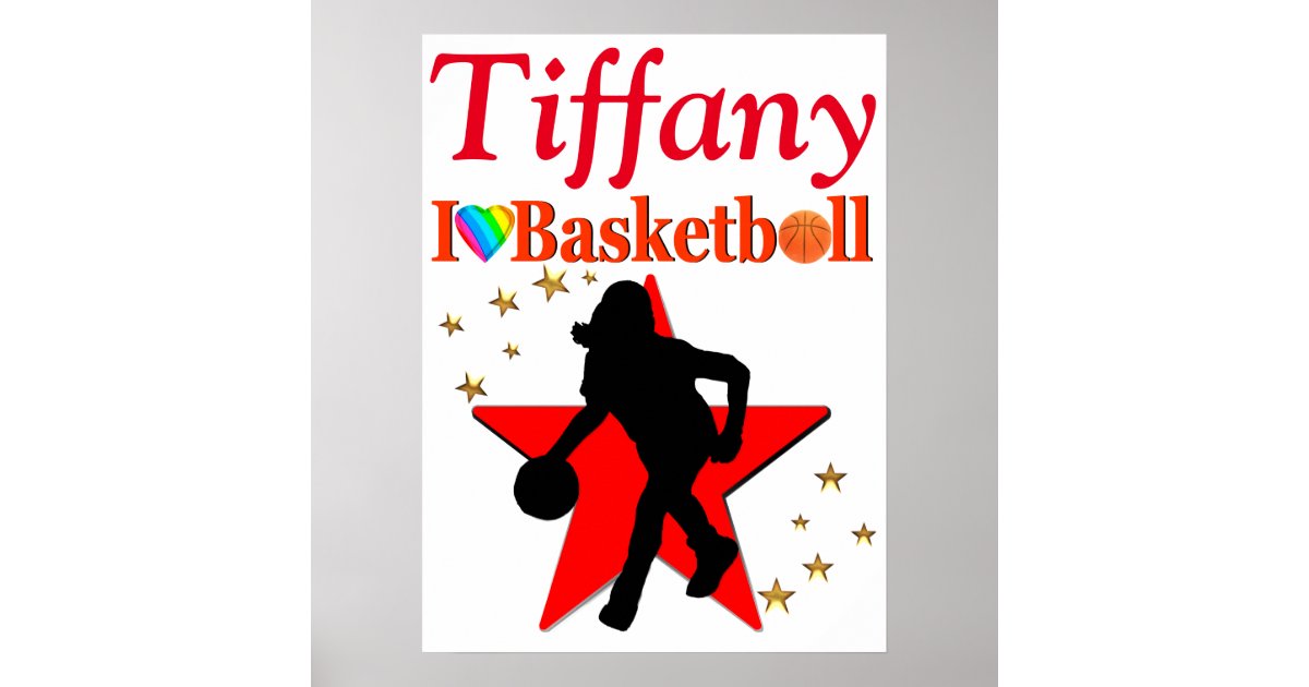 RED PERSONALIZED GIRL'S BASKETBALL POSTER | Zazzle