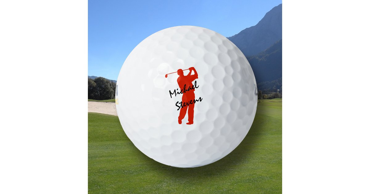 Red Personalized Golfer Golf Balls | Zazzle
