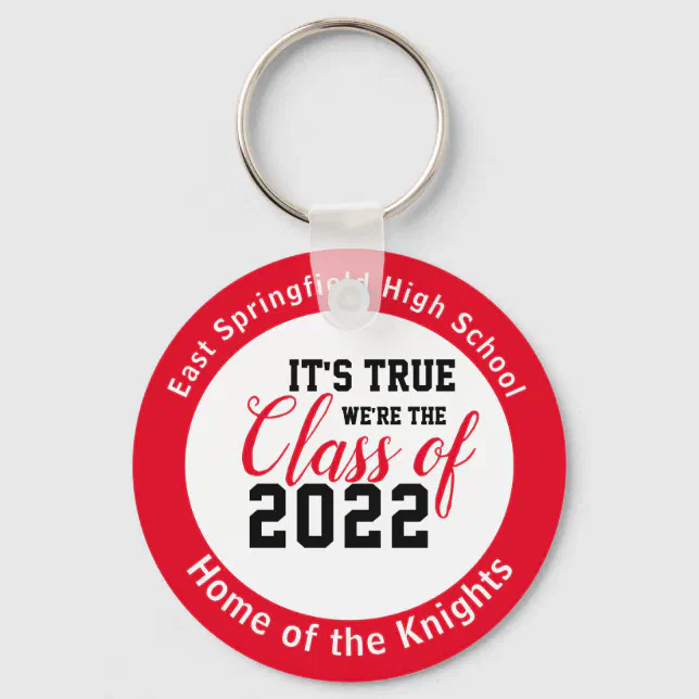 Red Personalized High School Class of 2022 Keychain | Zazzle