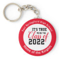 Red Personalized High School Class of 2022 Keychain | Zazzle