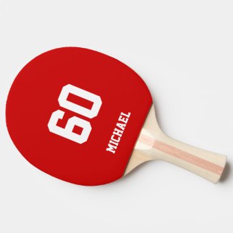 Red Personalized Name Number Ping Pong Paddle | Zazzle