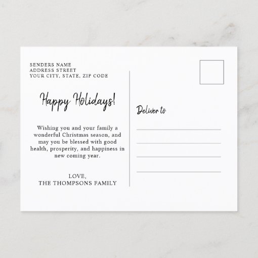 Red Photo Christmas Tree Happy Holidays Script Postcard | Zazzle