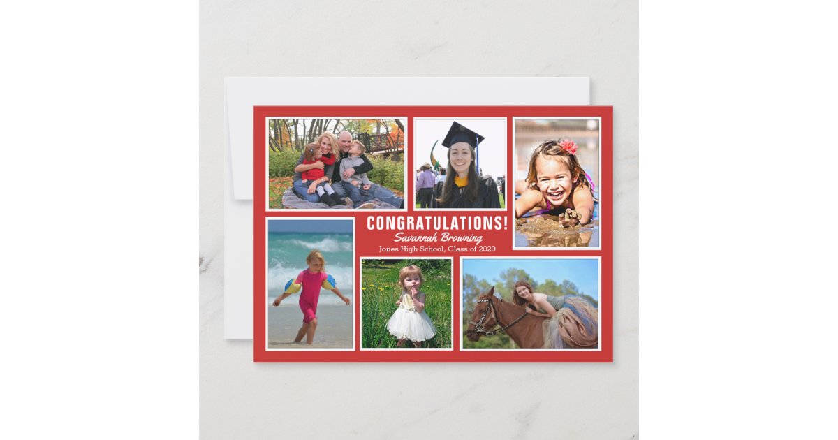 Red Photo Collage Graduation Open House Invitation | Zazzle