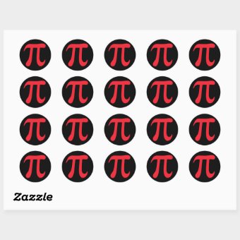 Red pi mathematical symbol on black stickers | Zazzle