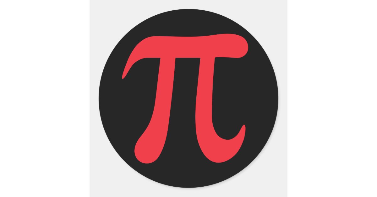 Red pi mathematical symbol on black stickers | Zazzle