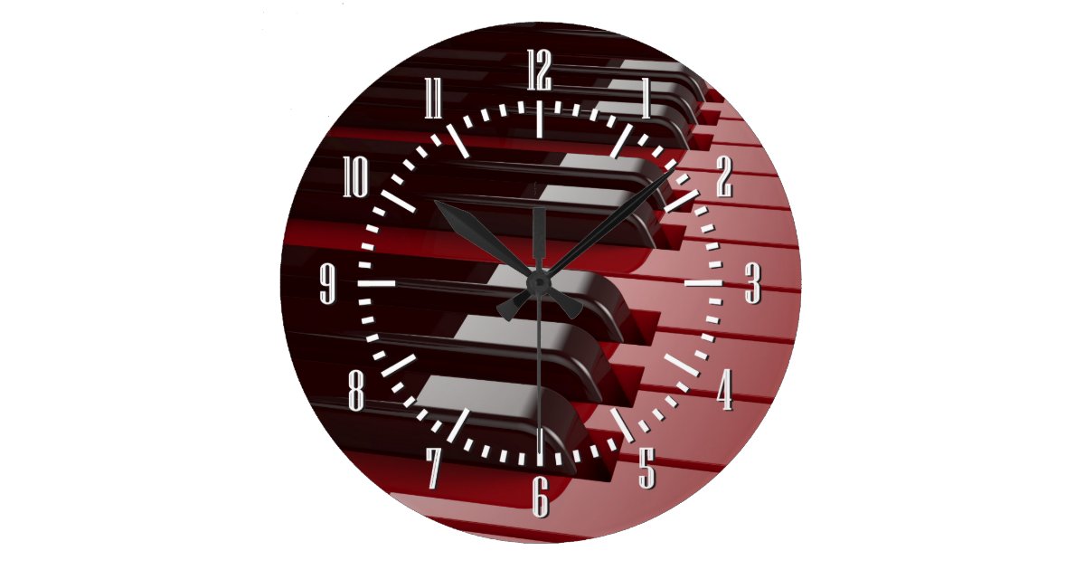 Red Piano Large Clock | Zazzle.com