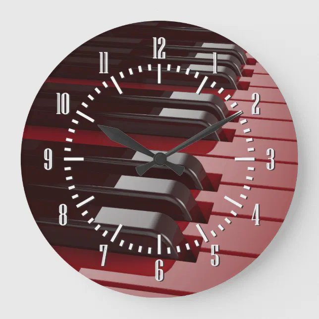 Red Piano Large Clock | Zazzle