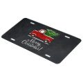 Red Pickup Truck Tree Merry Christmas Country License Plate | Zazzle