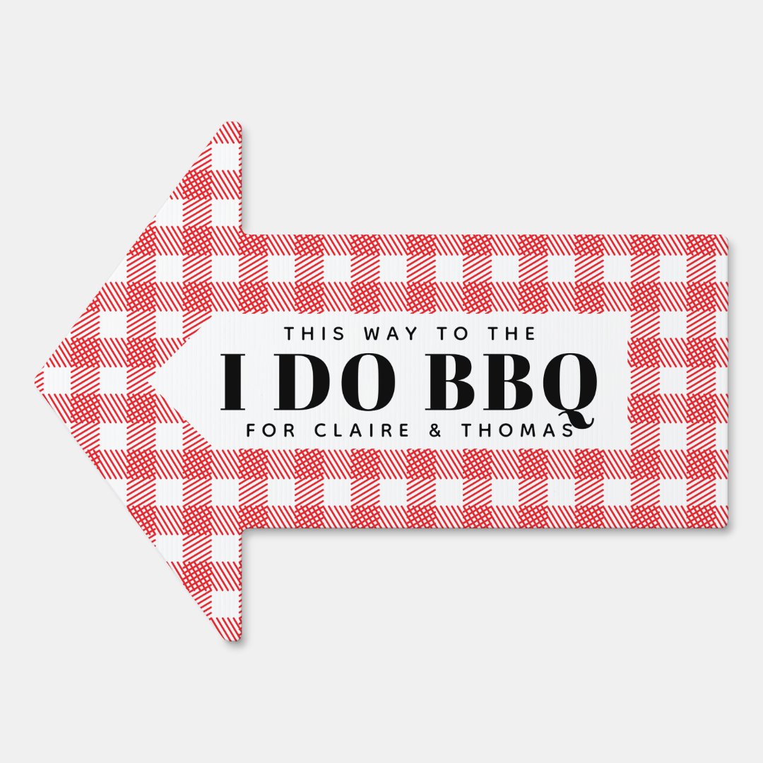 Red Picnic I Do BBQ Direction Road Sign | Zazzle