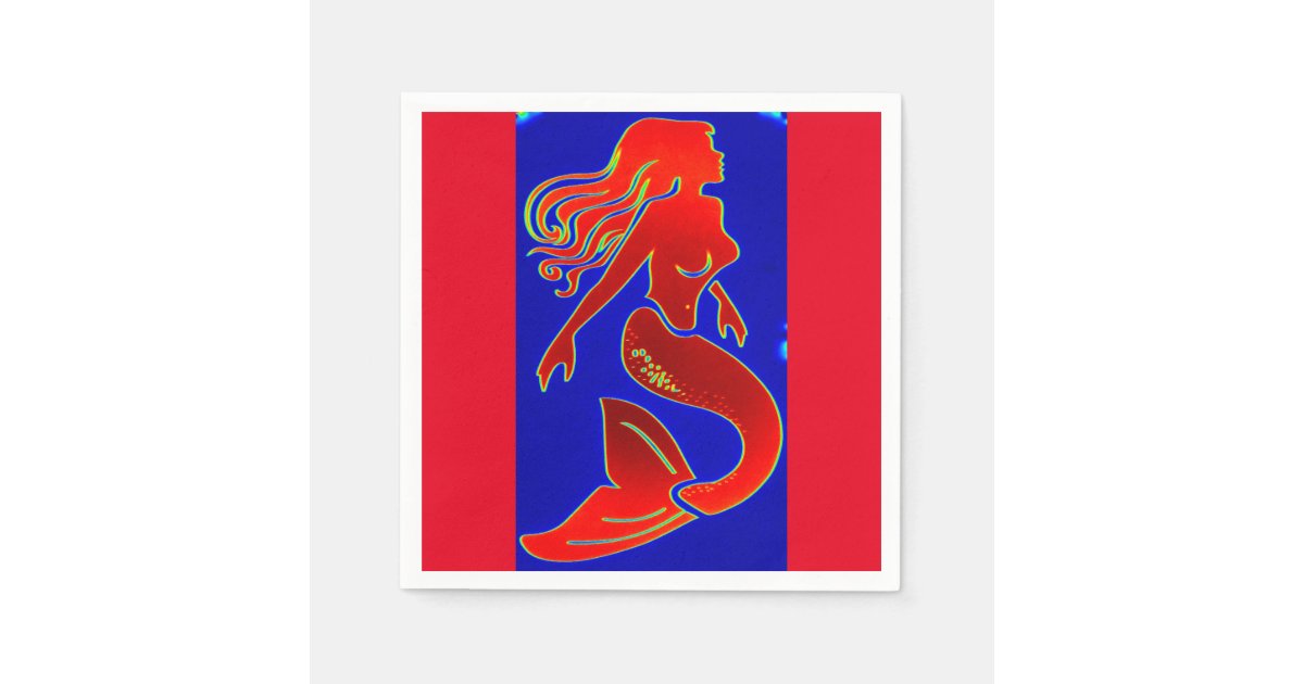 red pin-up mermaid paper napkins | Zazzle