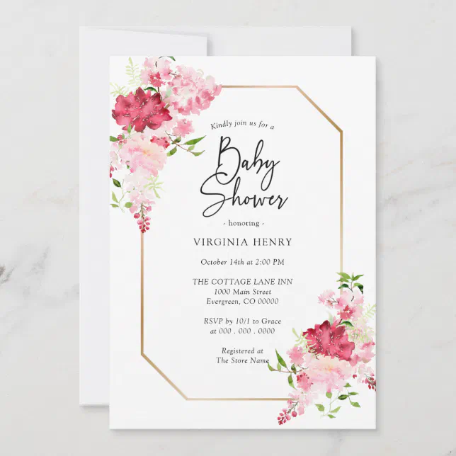 Red Pink Baby Shower Invitation | Zazzle