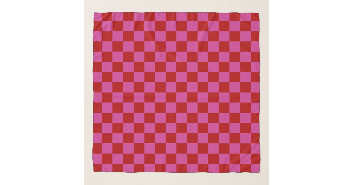 Red + Pink Check Checkered Checkerboard Pattern Scarf | Zazzle