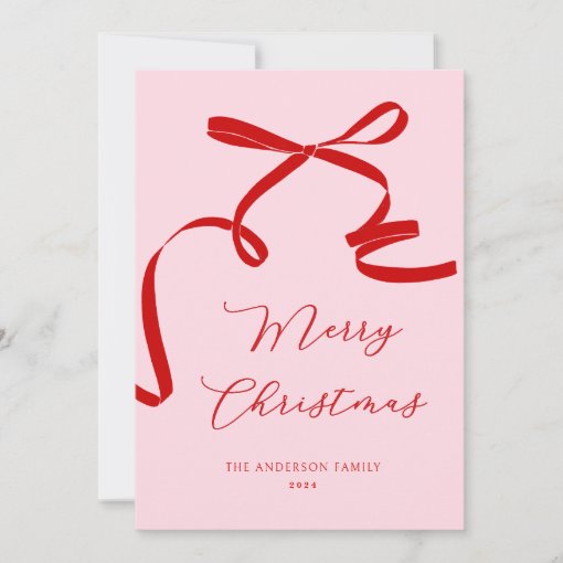 Red Pink Christmas Holiday Card | Zazzle