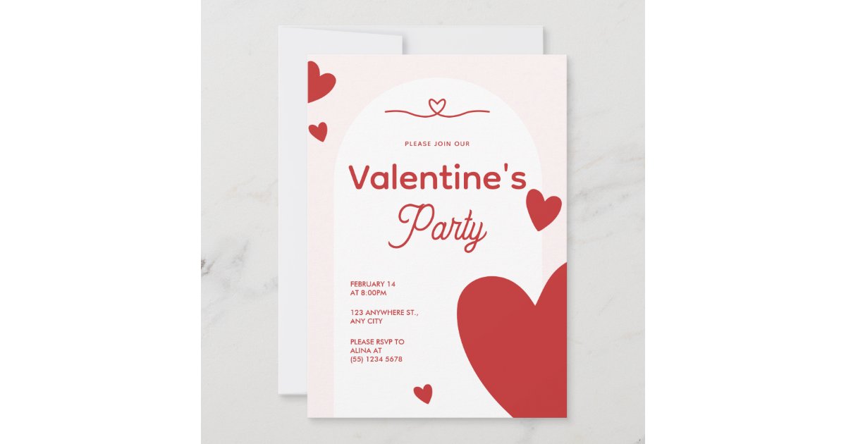 Red & Pink Modern Valentine's Day Party Invitation | Zazzle
