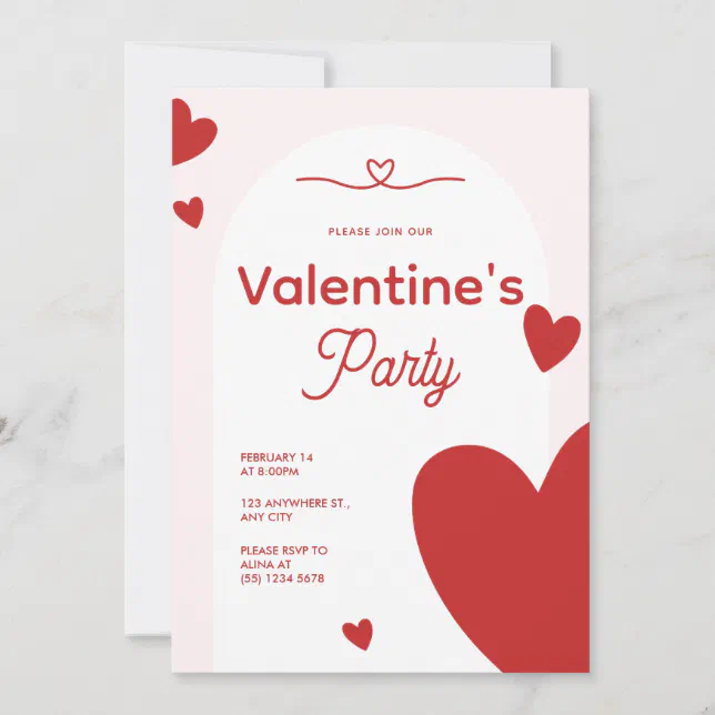 Red & Pink Modern Valentine's Day Party Invitation | Zazzle