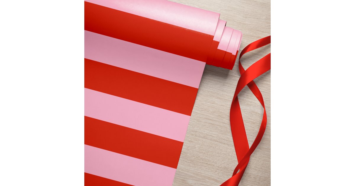 Red Pink Stripes Retro Wrapping Paper | Zazzle