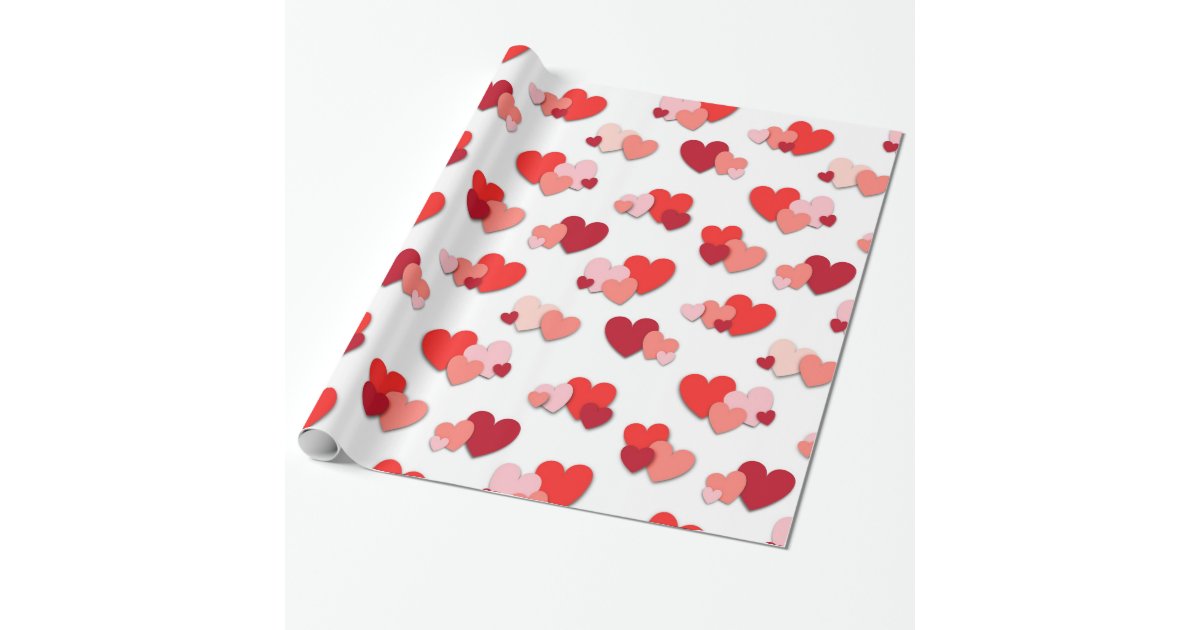 Red & Pink Valentine Hearts Wrapping Paper | Zazzle